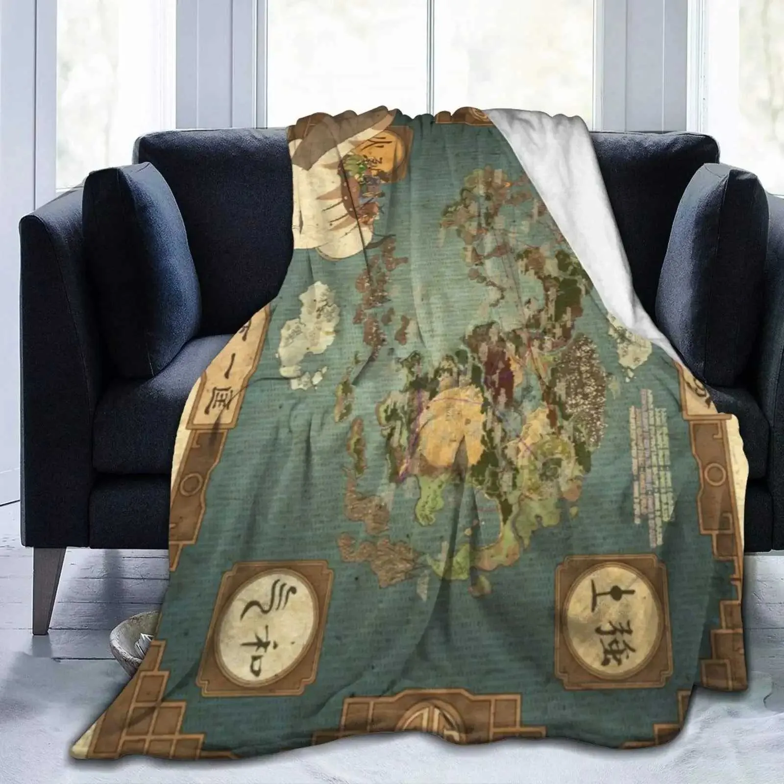 Middle Earth Map Throw Forest Green Throw Blanket Ultra Soft Velvet ...