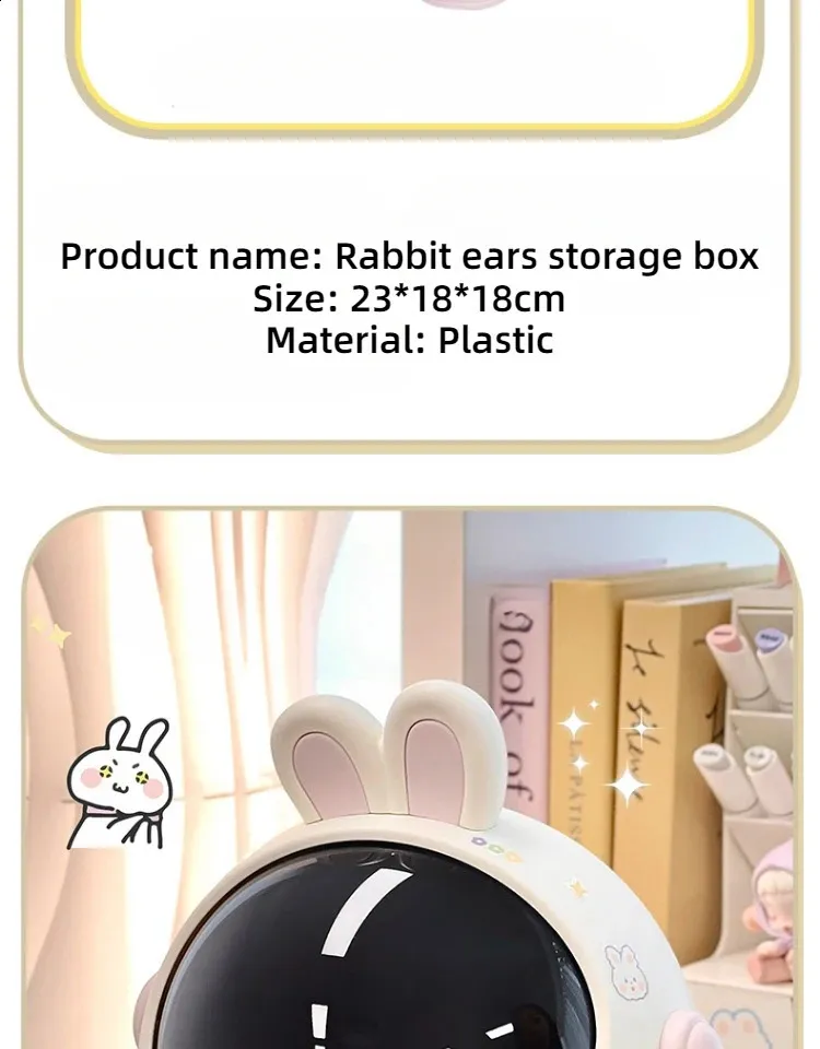 Desktop Rabbit Storage Box: Cute Korean Kawaii Student Organizer Bin ...