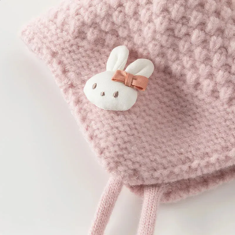 Cartoon Baby Plush Toddler Winter Hat Pink Long Eared Bear For Winter ...