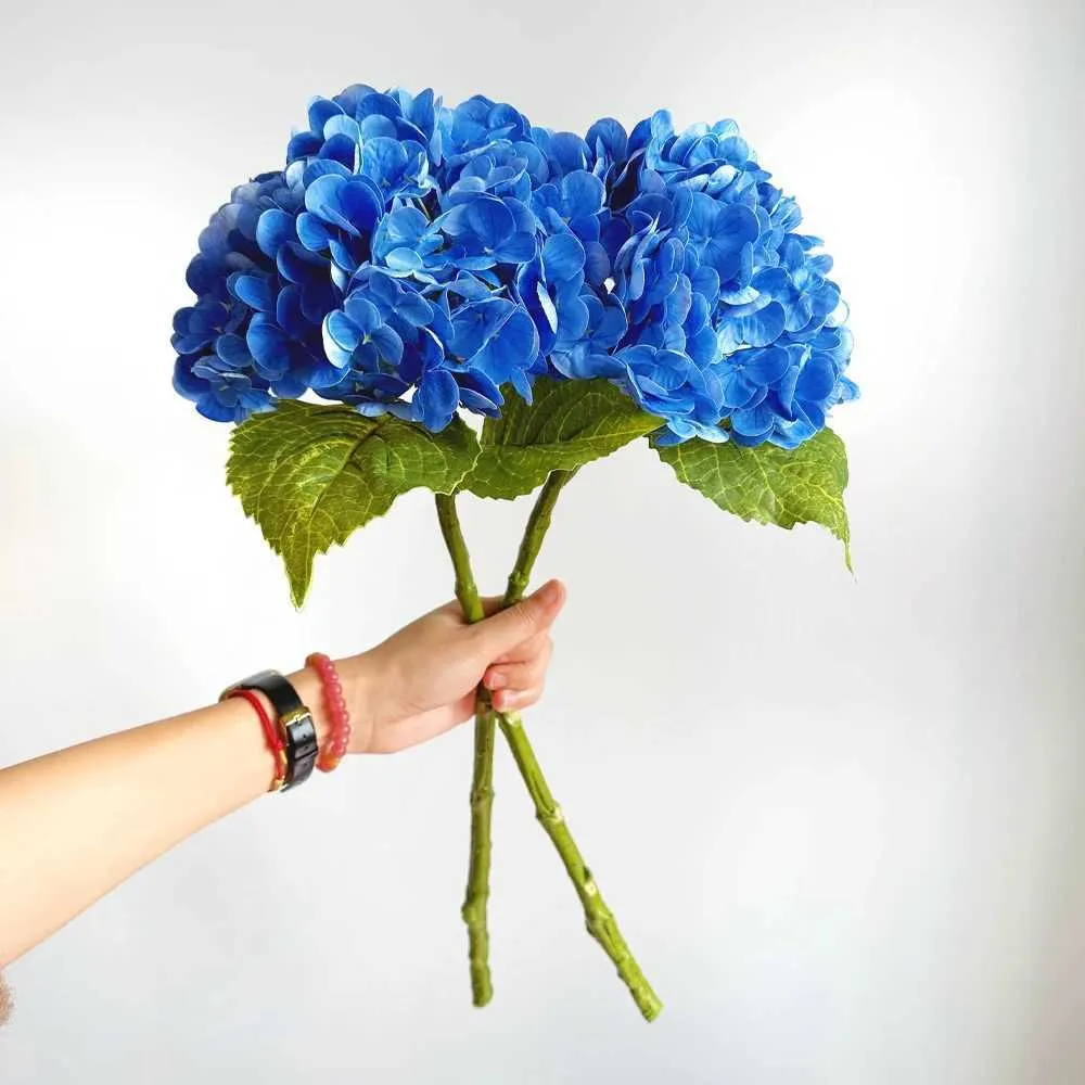 Large Navy Blue Artificial Blue Hydrangea Flowers With Real Touch For ...