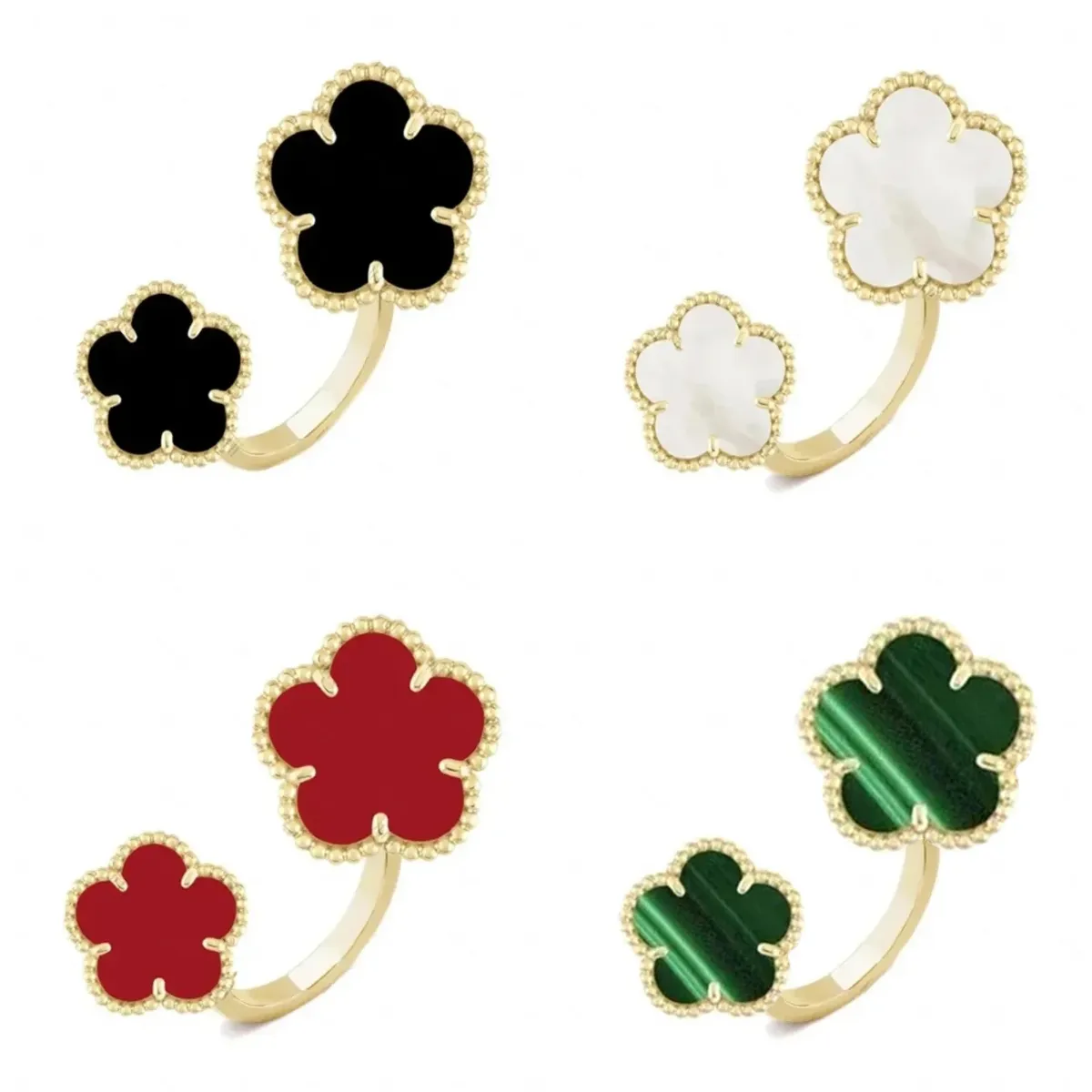 Gold Clover Ring: Stainless Steel Flower Ring, 18K Gold Plated Designer ...