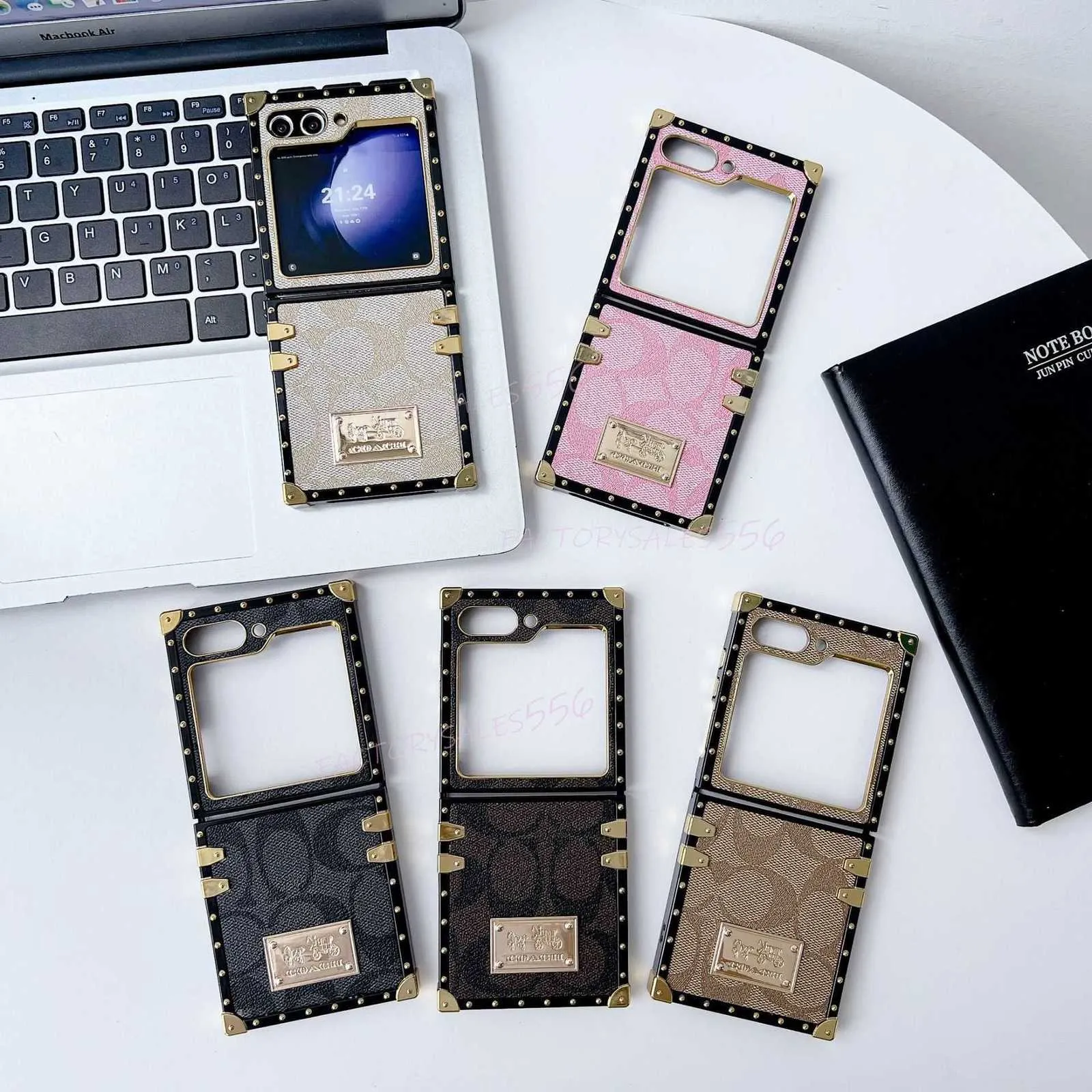 Designer Electroplated Leather Pattern Square Case Foldable Protective ...