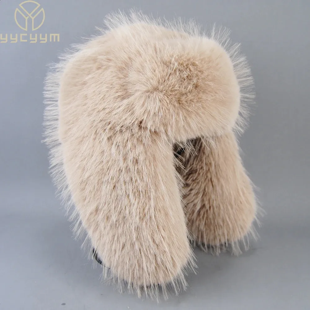 Faux Fur Winter Hat Unisex Plush False Raccoon Fur Lei Feng Cap Warm ...