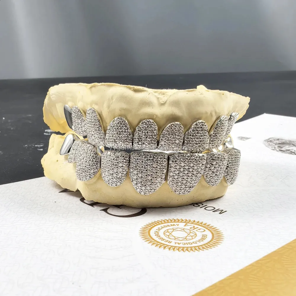 925 Sterling Silver Iced Out Grillz - VVS Diamonds, Gold Plated, Hip ...