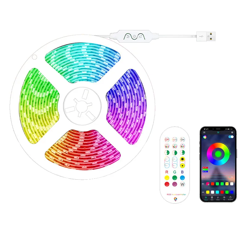 USB DC5V Bluetooth 24 Key 5050 RGB LED Strip Light Perfect For Home ...