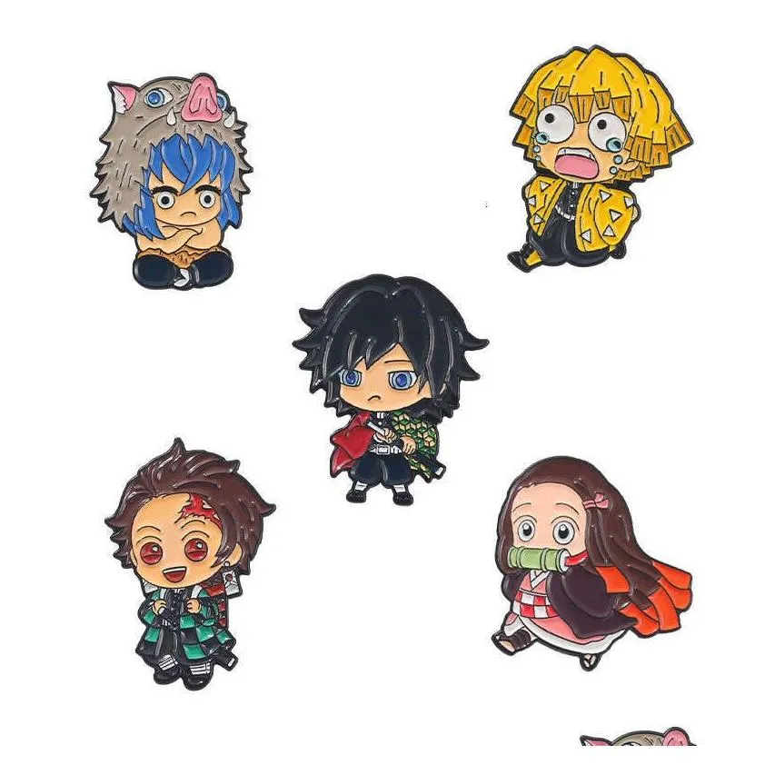 Ghost Slayer Charcoal Shiro Anime Brooch Pins Metal Badge For Cosplay ...