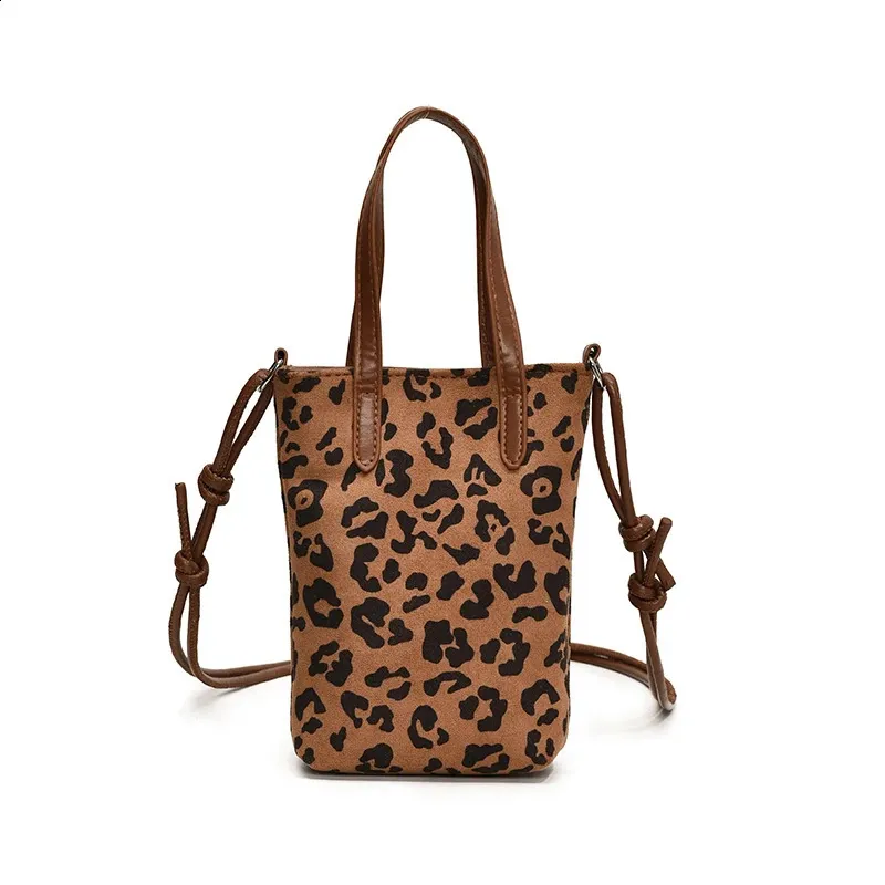 Vintage Suede Shoulder Bag for Women Mini Leopard Print Clutch Purse ...