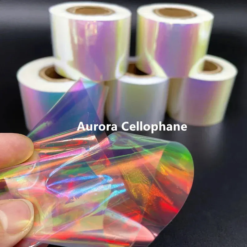 Aurora Nail Cellophane Foil Film: 100m Laser Clear Glass Paper, Ice ...