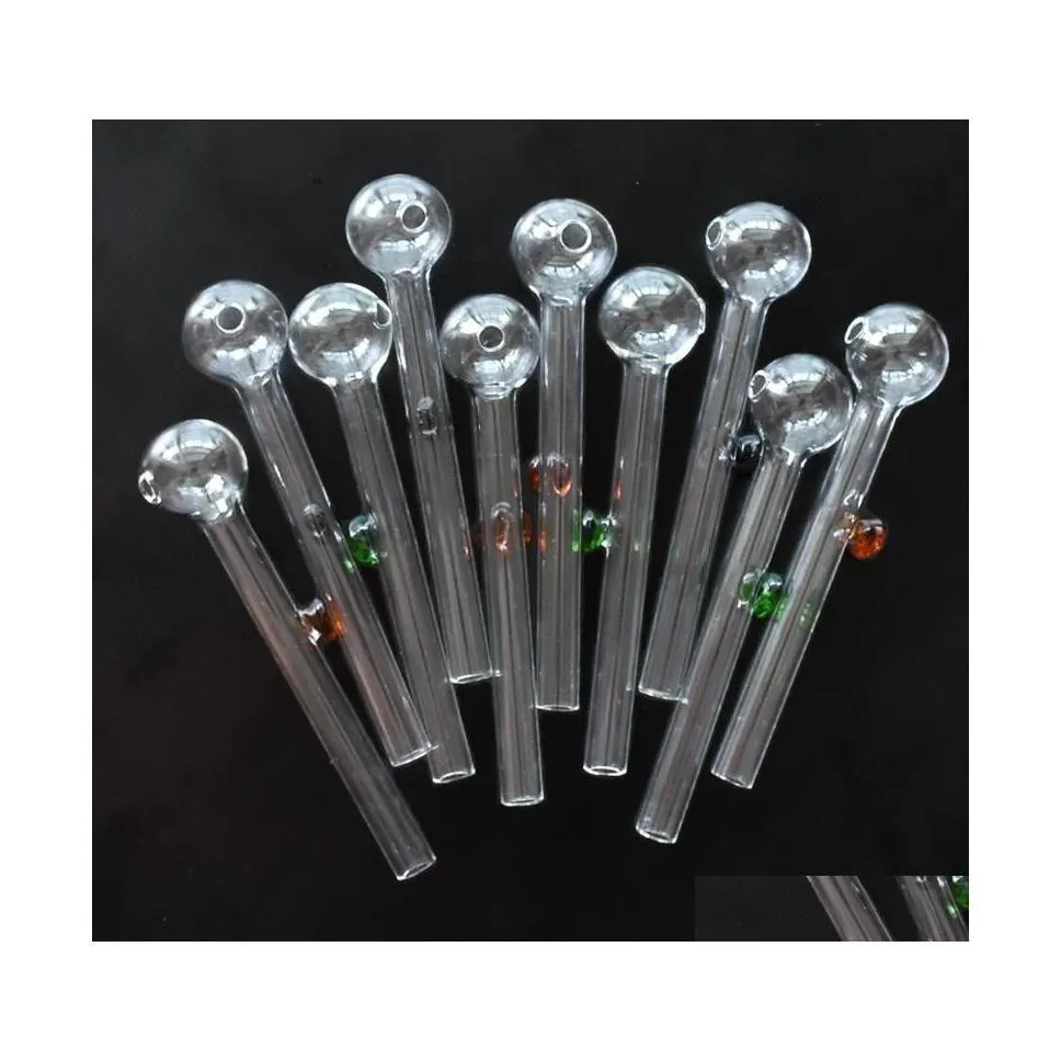 Smoking Pipes Oil Burner Glass Pipe Pyrex For Bubbler Transparent Tube With Colored Dot Nail ...