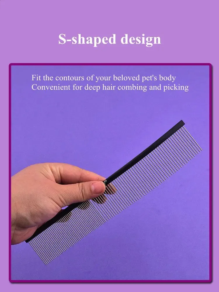 22cm Pet Grooming Comb, S Type, Professional Stainless Steel with Dense ...