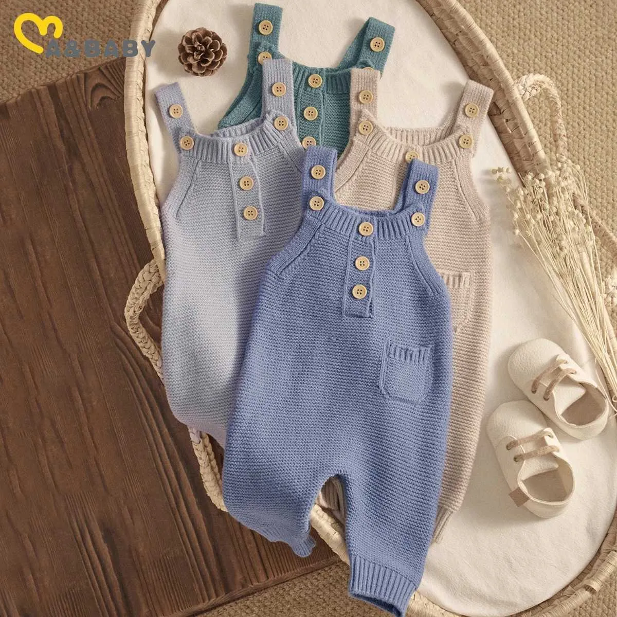 Baby Knit Overalls Jumpsuit - Sleeveless Romper for Newborn Infants 1 ...