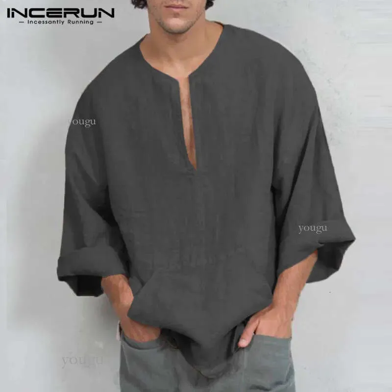 Wholesale Incerun Mens Long Sleeve V Neck T Shirts Casual Loose Fit ...