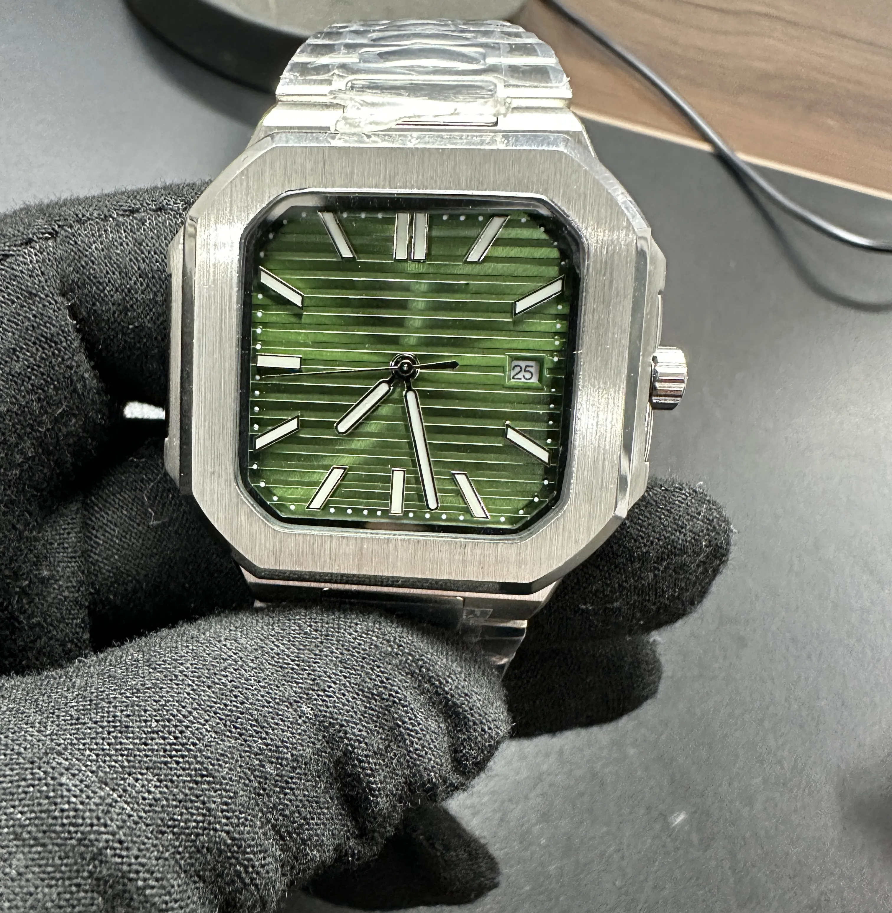 Men's New Square Watch, Automatic Mechanical, Stainless Steel Case with ...