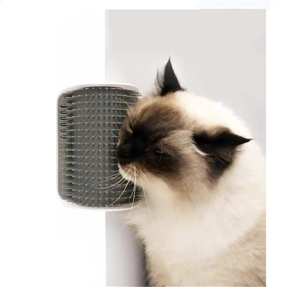 Catnip Wall Corner Scratcher with Self-Grooming Brush and Massage Toy ...