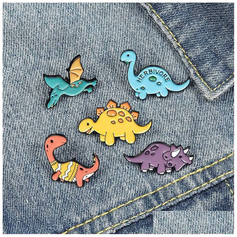Cute Cartoon Pterosaur Triangle Dragon Dinosaur Brooch Enamel Baked ...