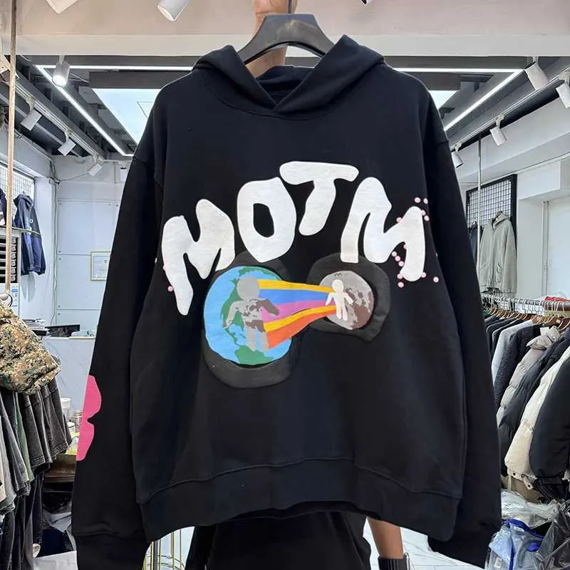 Puff Foam MOTM Letters Rainbow Hoodie Unisex Streetwear Pullover ...