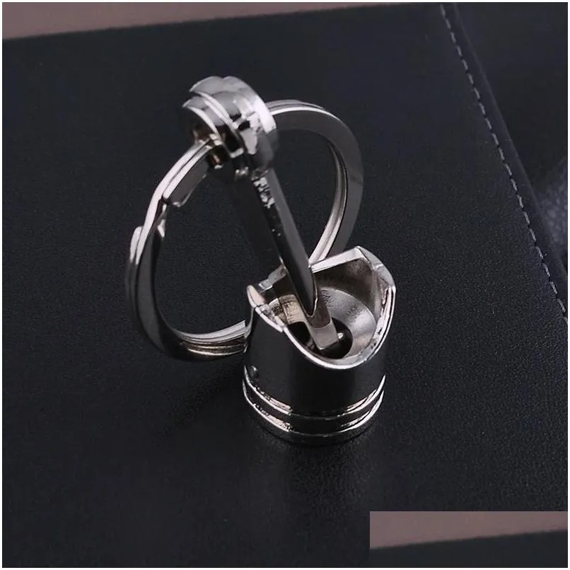 Piston Style Car Miniature Keychain Ring Creative Metal Model Keyfob ...