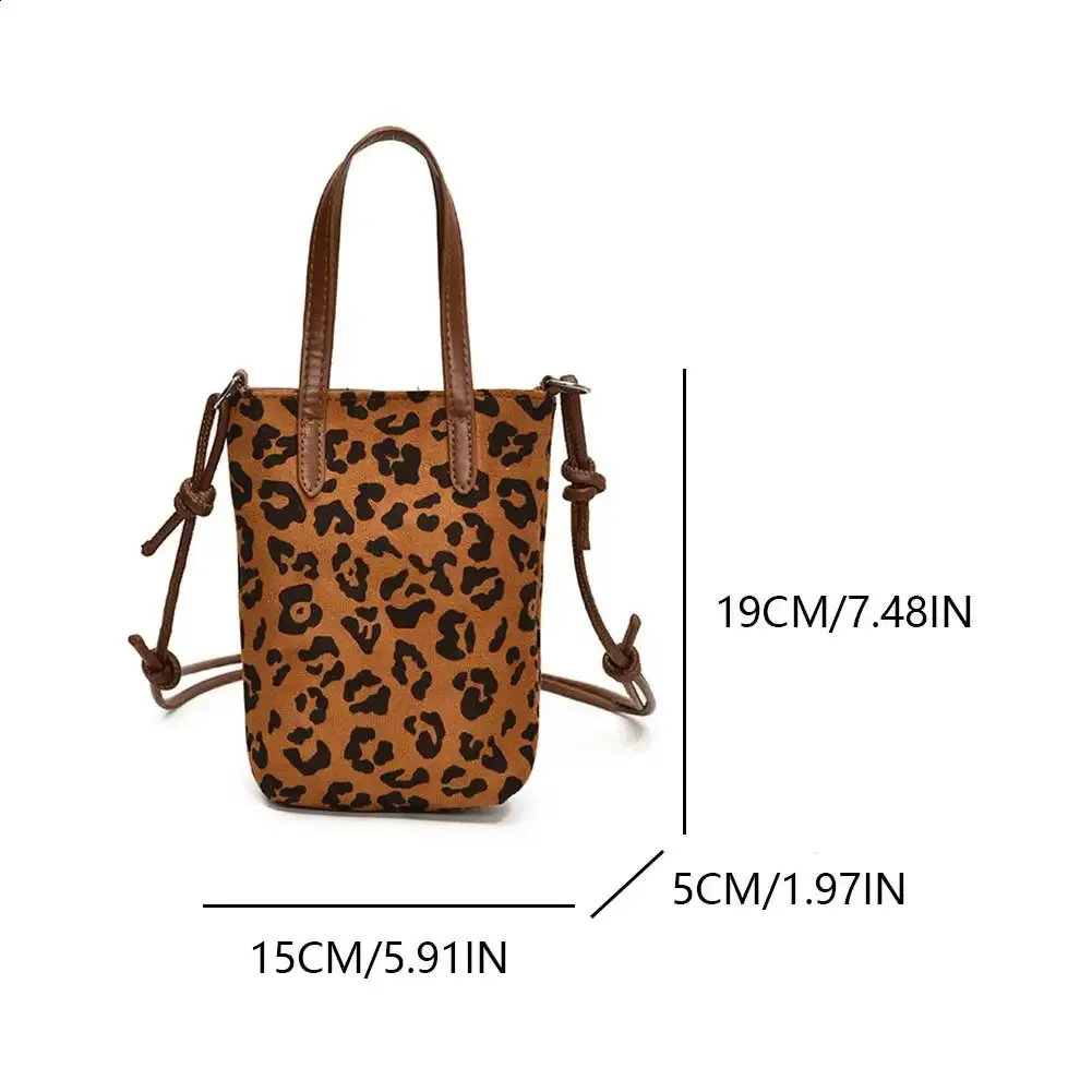 Vintage Suede Shoulder Bag for Women Mini Leopard Print Clutch Purse ...