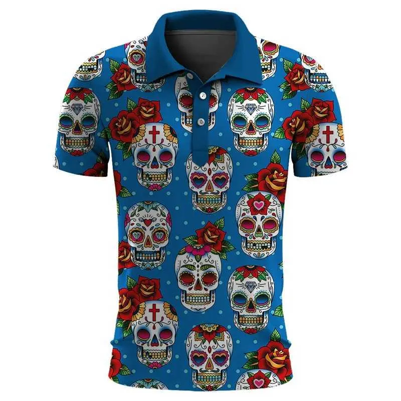 Funny Skull 3D Print Short Sleeve Shirt for Men Casual Skeleton Graphic ...