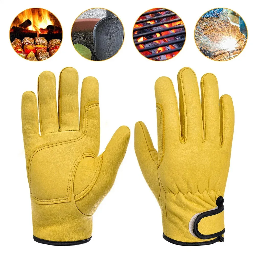 Men Work Gloves Soft Cowhide Driver Multi-Color Bamboo Fiber Opera ...
