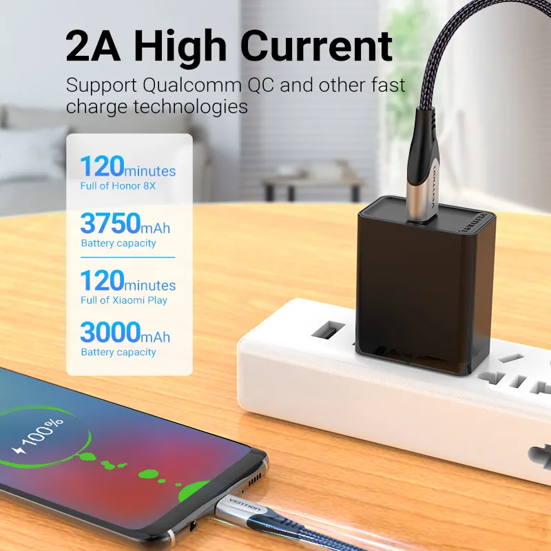 Vention Micro USB Cable 2025 3A 90 Degree Fast Charge Data Cable For ...