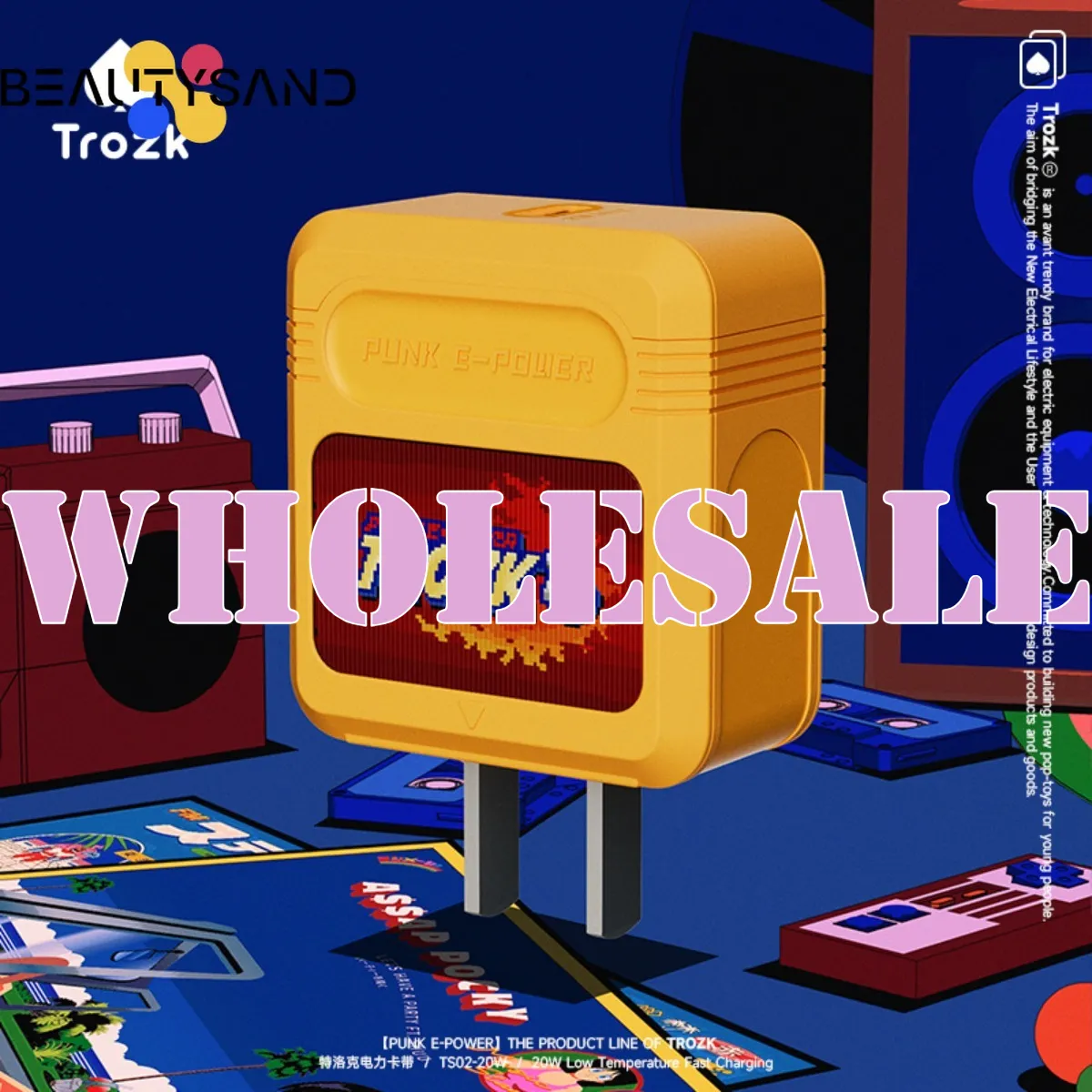 Retro Cassette Spanish Plug Adapter PD Fast Charging For Apple Android ...