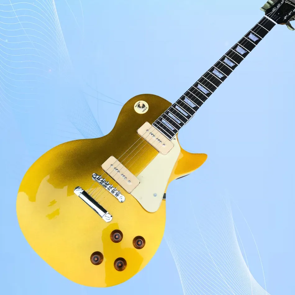 Gold Topped Yellow Electric Guitar With Elegant Design, 2 P90 Single ...