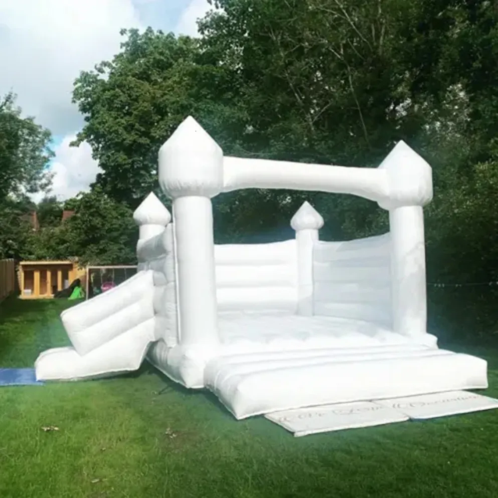 White Inflatable Inflatable White Bounce House With Slide And Jumper ...
