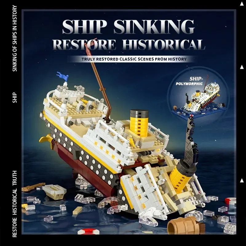 Titanic Ship Toy Model: Giant Ship Building Blocks With Iceberg DIY ...