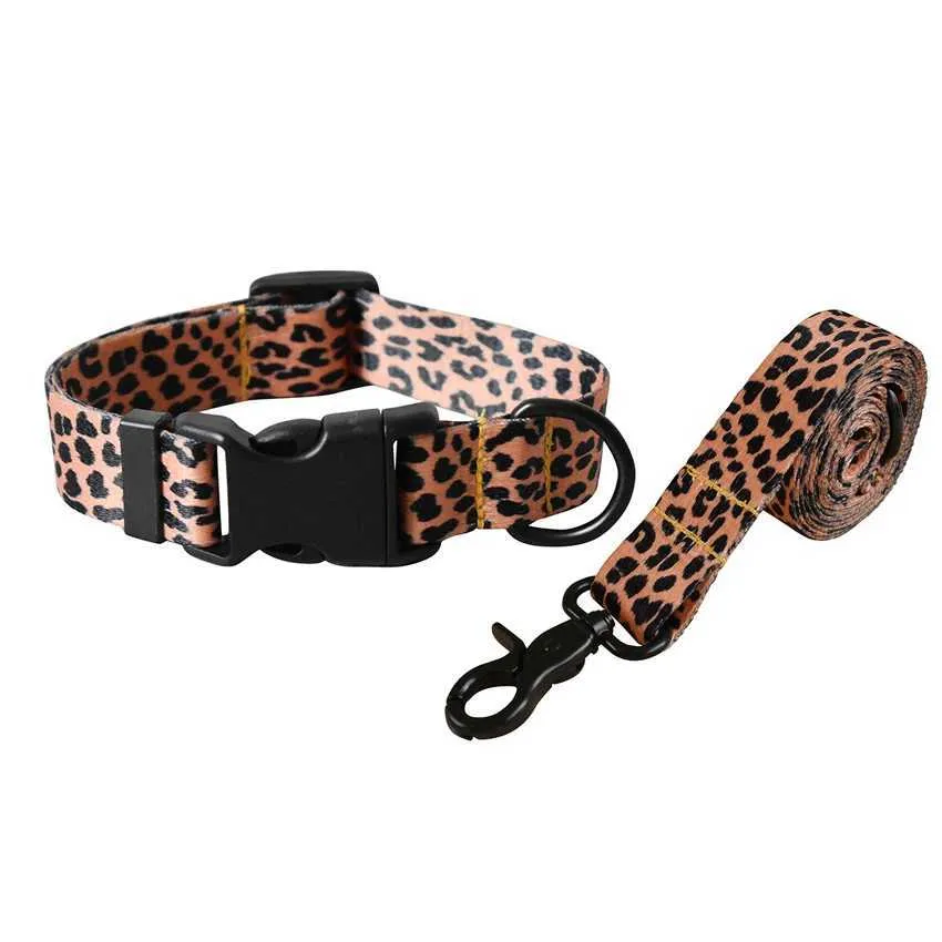 Designer Leopard Print Dog Collar & Leash Set - Small Dog Leads ...