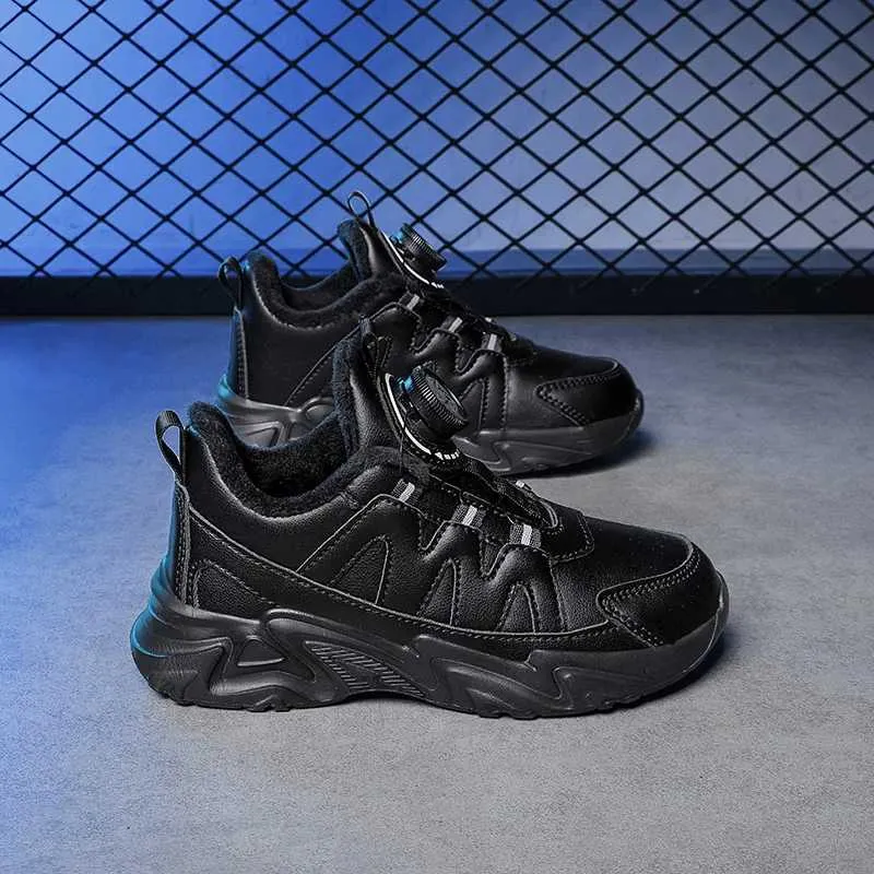 Winter Sneakers Cotton Plush Black White Lace Hook & Loop Closure ...