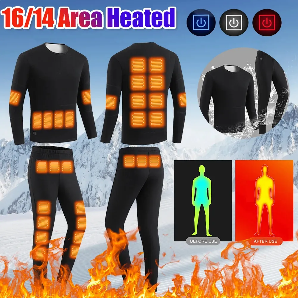 Heated Underwear Winter Thermal Underwear for Women and Men, 30 Areas ...