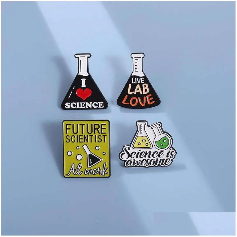 Personalized Science Letter And Chemical Bottle Simple Brooch Pin With ...