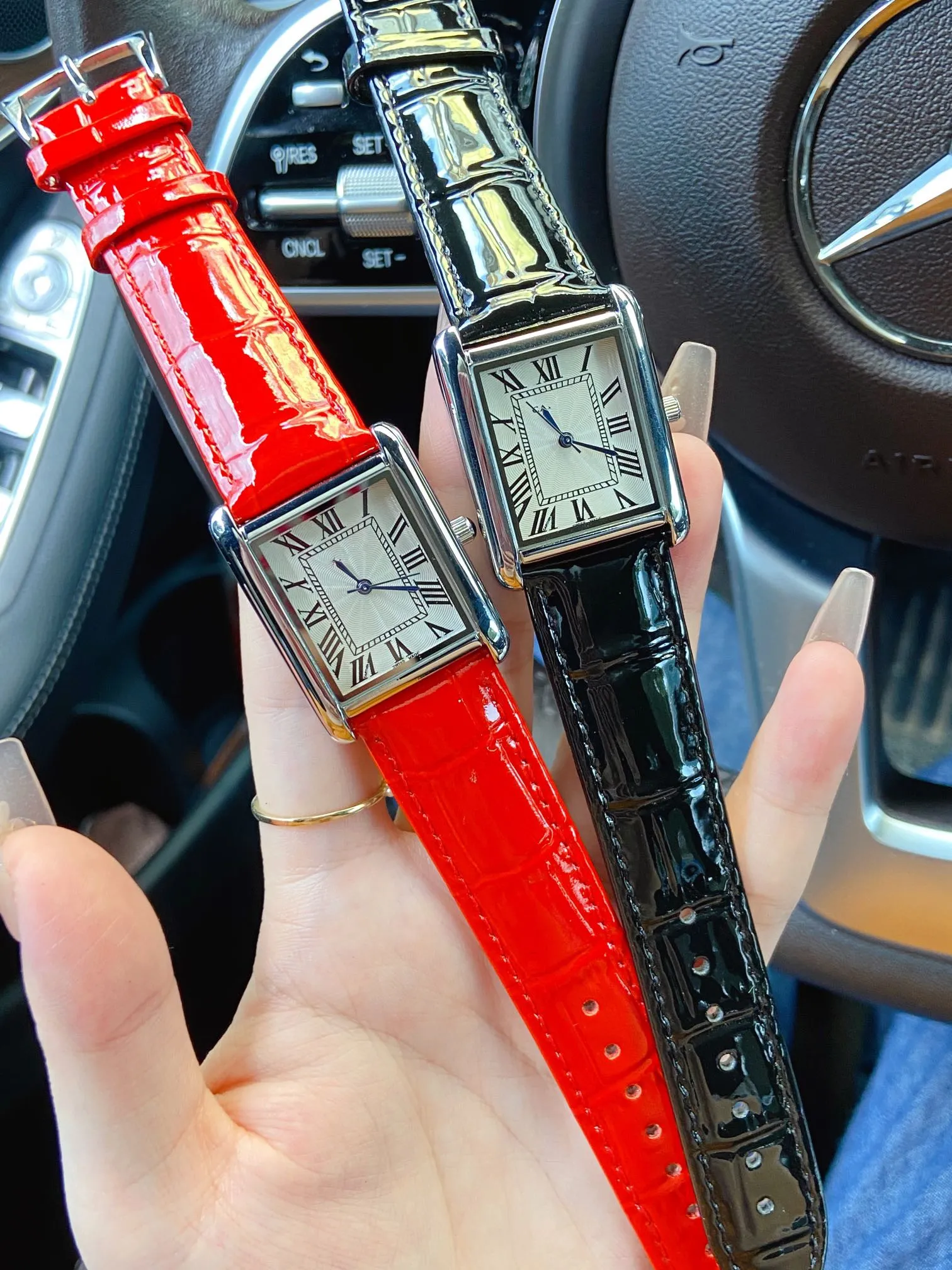 Designer Luxury fashion women tank watches stainless steel square ...