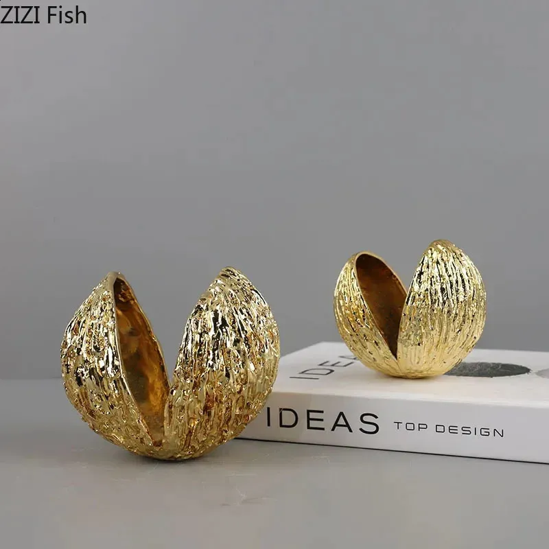 Gold Plated Golden Nut Shell Gina Lollobrigida Sculpture Abstract ...