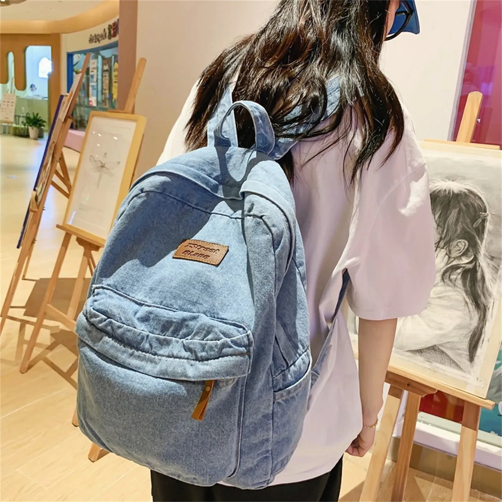Mochilas Femeninas Denim Backpacks Classic Retro Jeans School Bags For ...