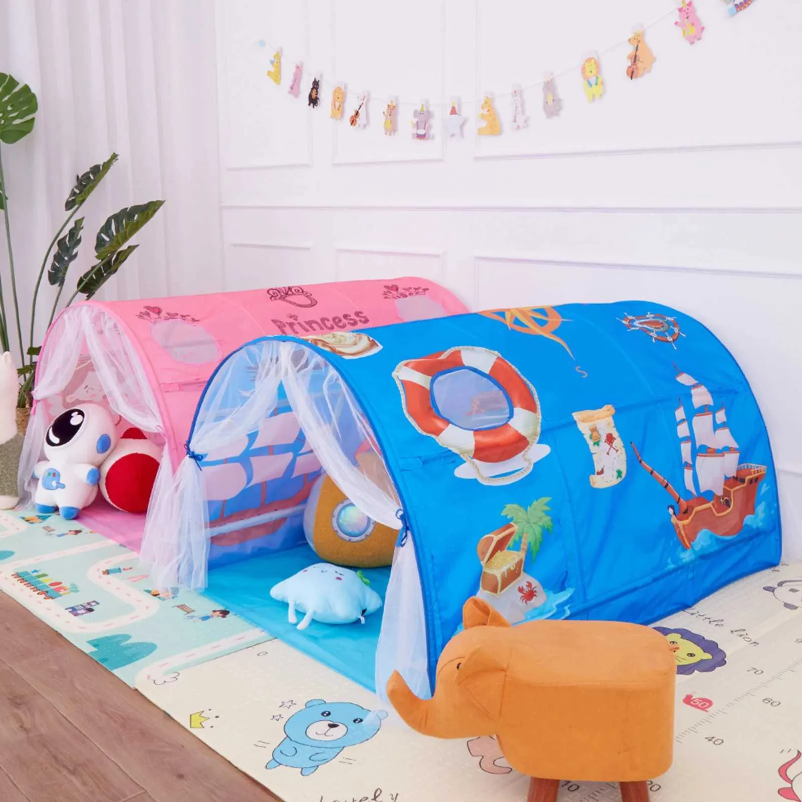 2-in-1 Fun Playhouse Tent: Ocean & Princess Design - Portable Children ...
