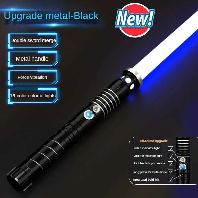 Light Up Metal Hilt Toy Swords: 2 In 1 Connectable RGB Color Changing ...
