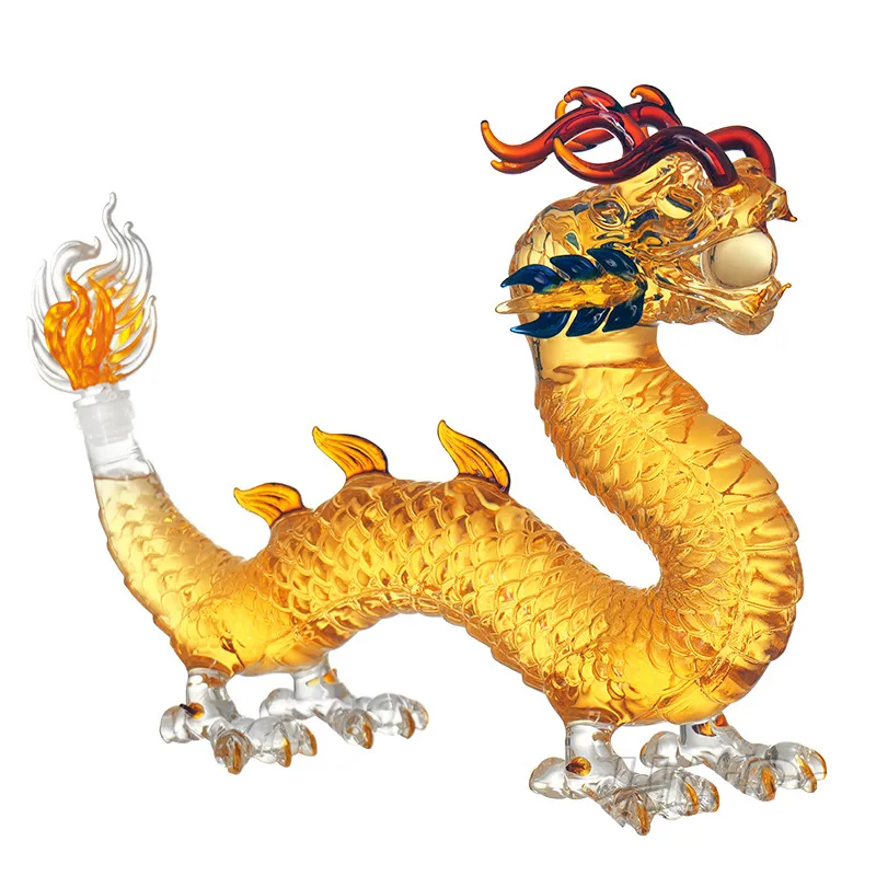 Clear Lead Free Chinese Zodiac Dragon Whiskey Decanter Barware Drinking ...