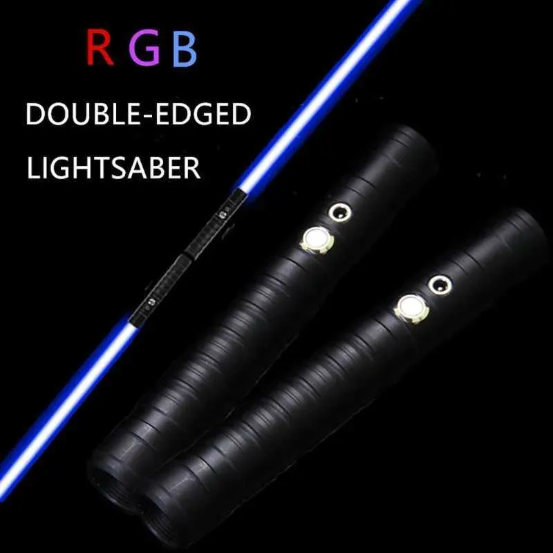 Double Bladed LED Saber: 7-Color Change, Sound Effects, Metal Hilt ...