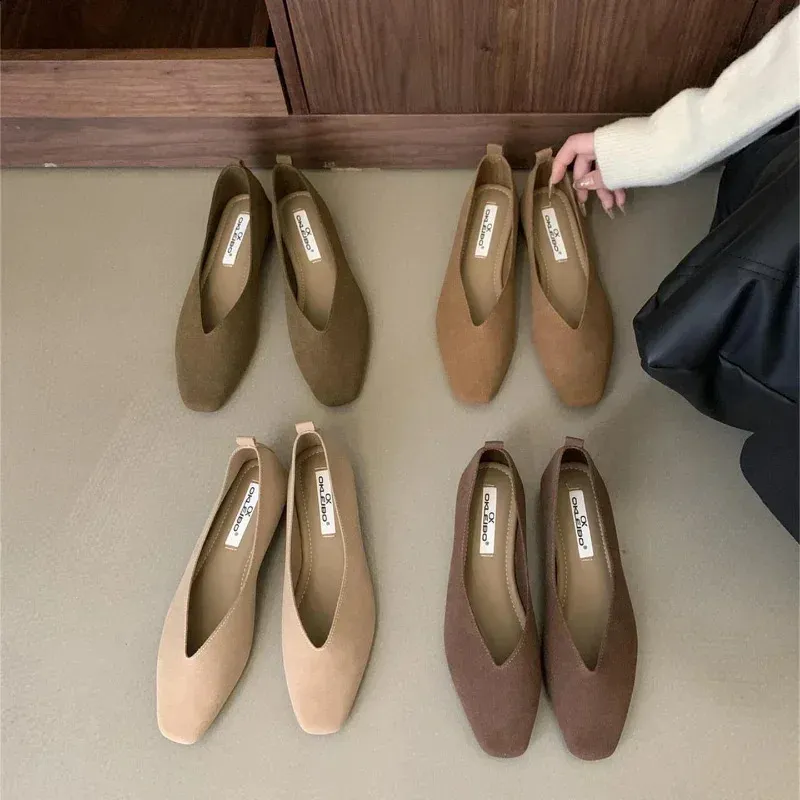 Wholesale Autumn Womens Leather Ballet Flats Soft Square Toe... At Only ...