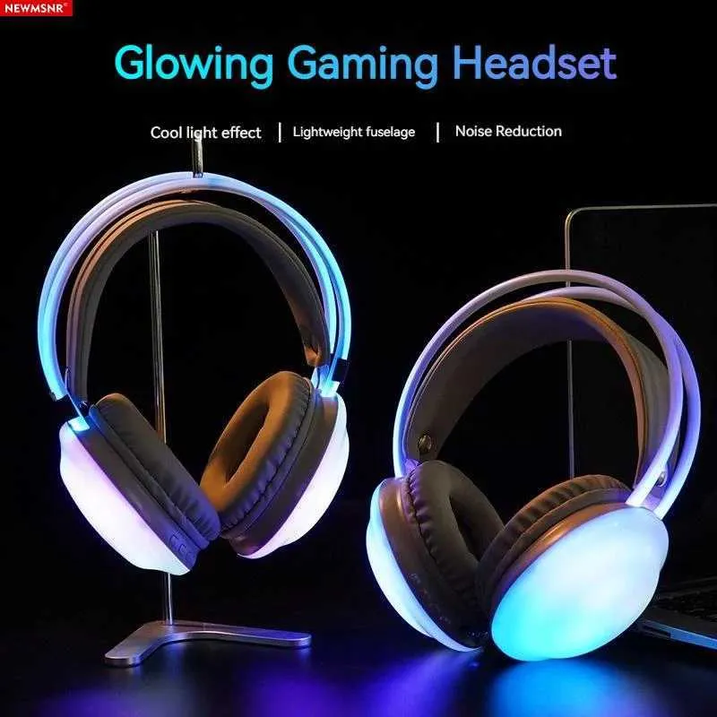 Wireless RGB Flowing Colorful Lamp Over The Head Earphones With Mic For ...