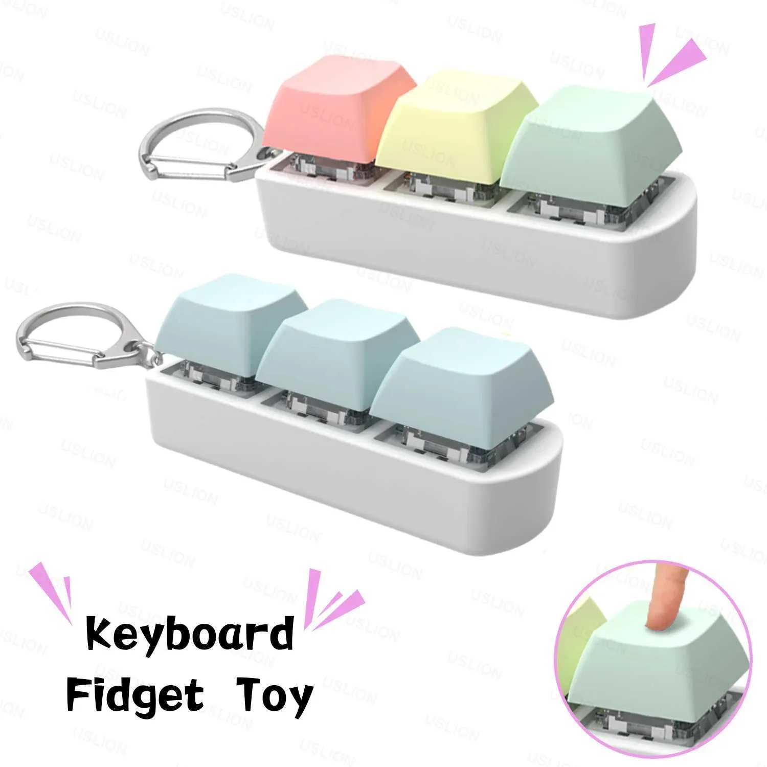 Keyboard Key Fidget Reliever Stress Toys Colored Keycap Antistress Toys ...