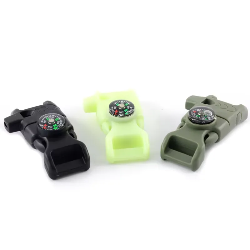 Outdoor Camping Hiking Paracord Fire Starter Whistle Plastic Buckle ...