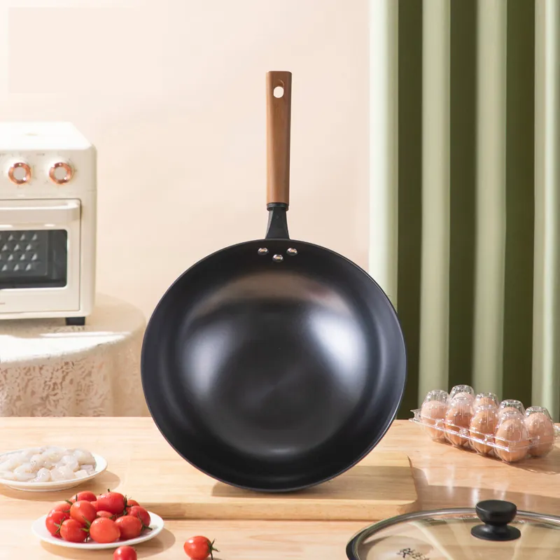 Blue Iron Flat Bottom Wok Utensils Non Stick And Stir Fry Pans ...