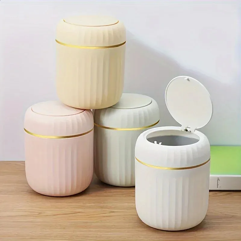 Durable Mini Desktop Mini Desktop Trash Can With Lid Ideal For Bedroom ...