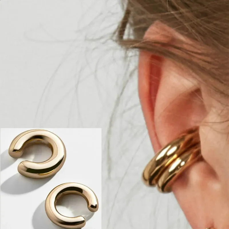 Punk Asymmetric Metal Ear Clip Nonpiercing Gold Earbone Clips C-Shaped ...