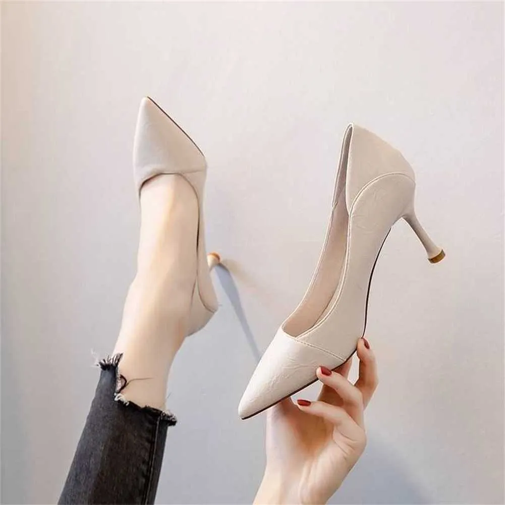 Wholesale Versatile Beige White Pointy Heels For Women Slim Heel, Soft ...
