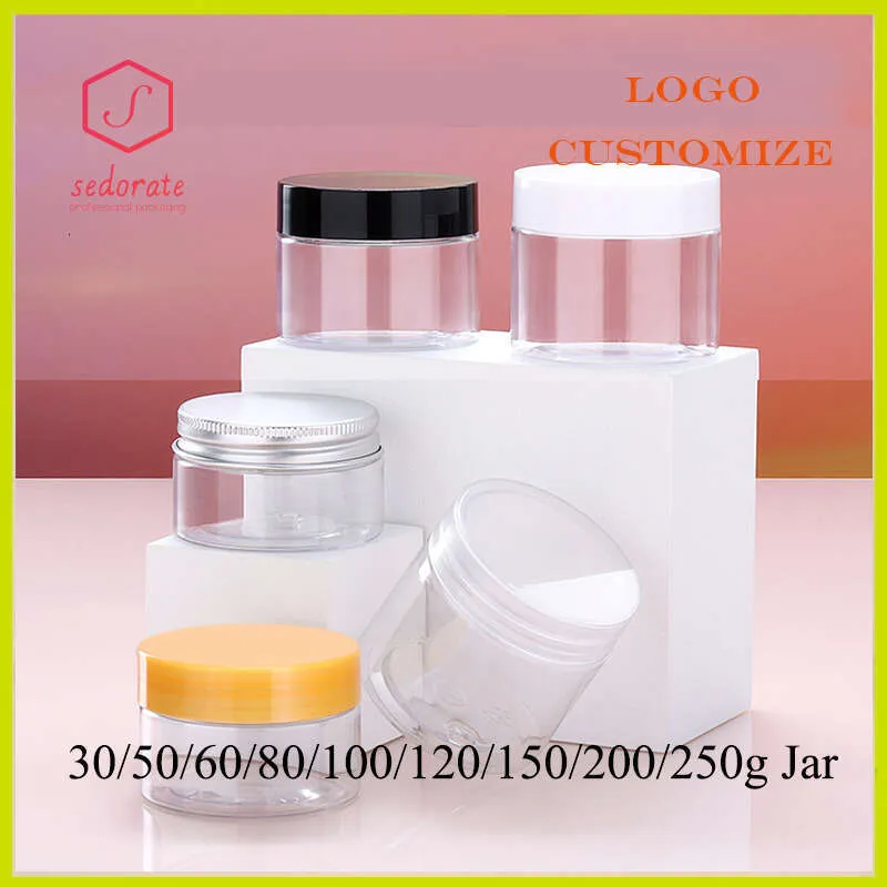 Plastic Food Storage Containers Clear PET Jars 30/50/60/80/100/120/250g ...