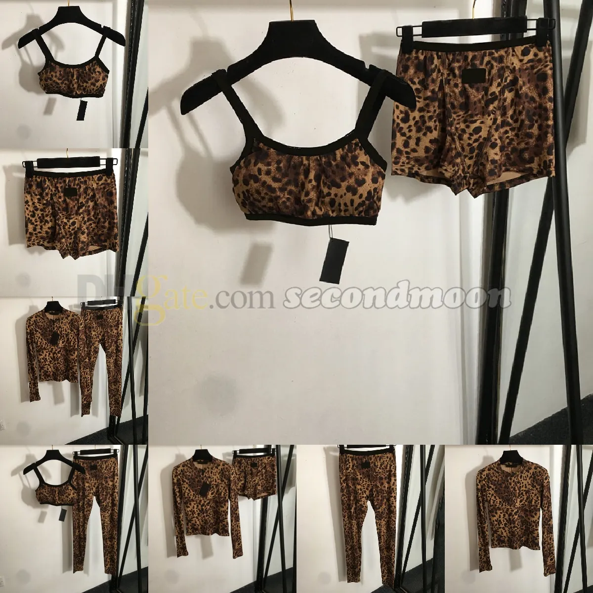 Leopard Print Tracksuit Women Sexy Cropped Top Summer Breathable Sport ...